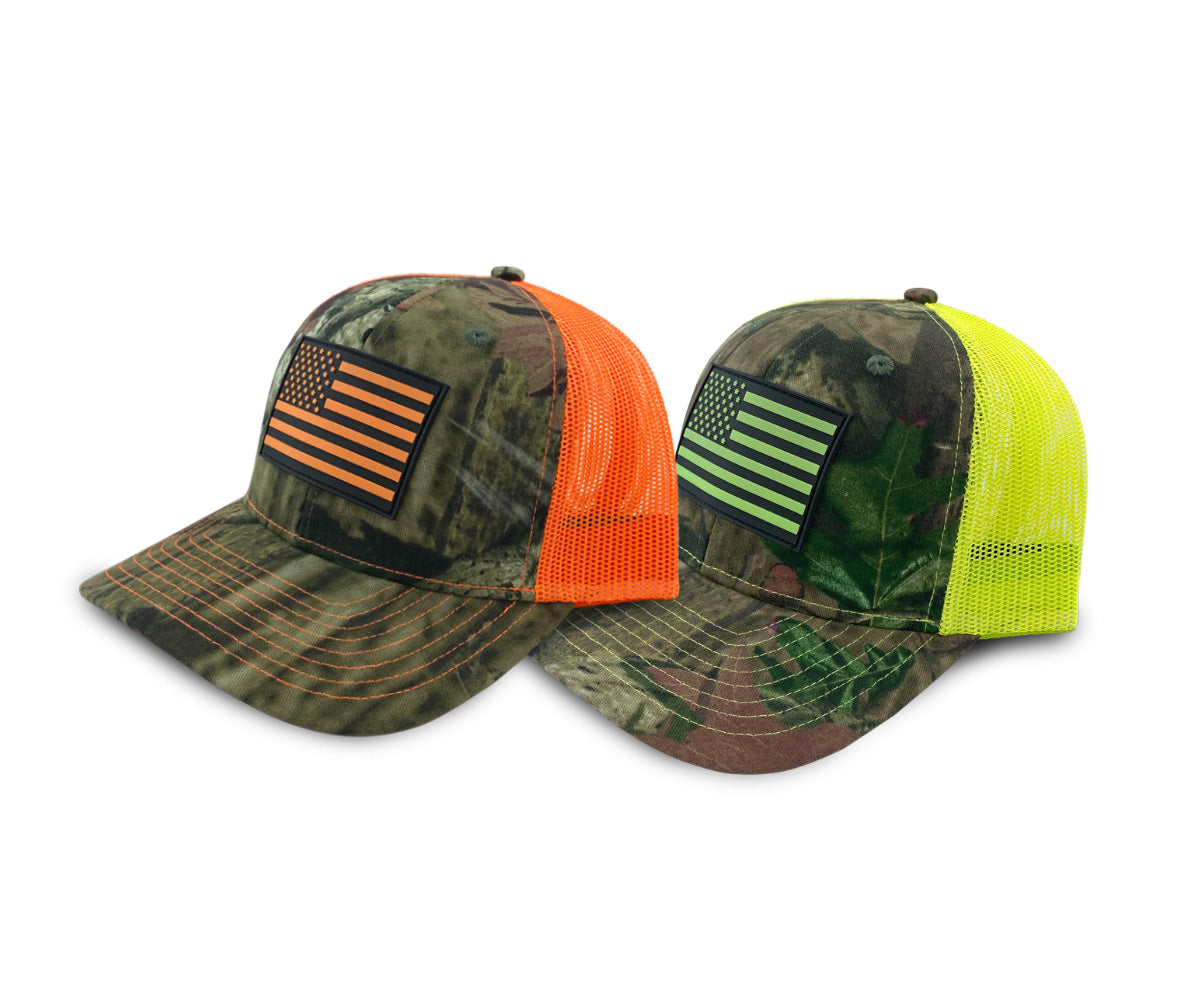 Hi-Vis Flag Patch Premium Camo Trucker Hat